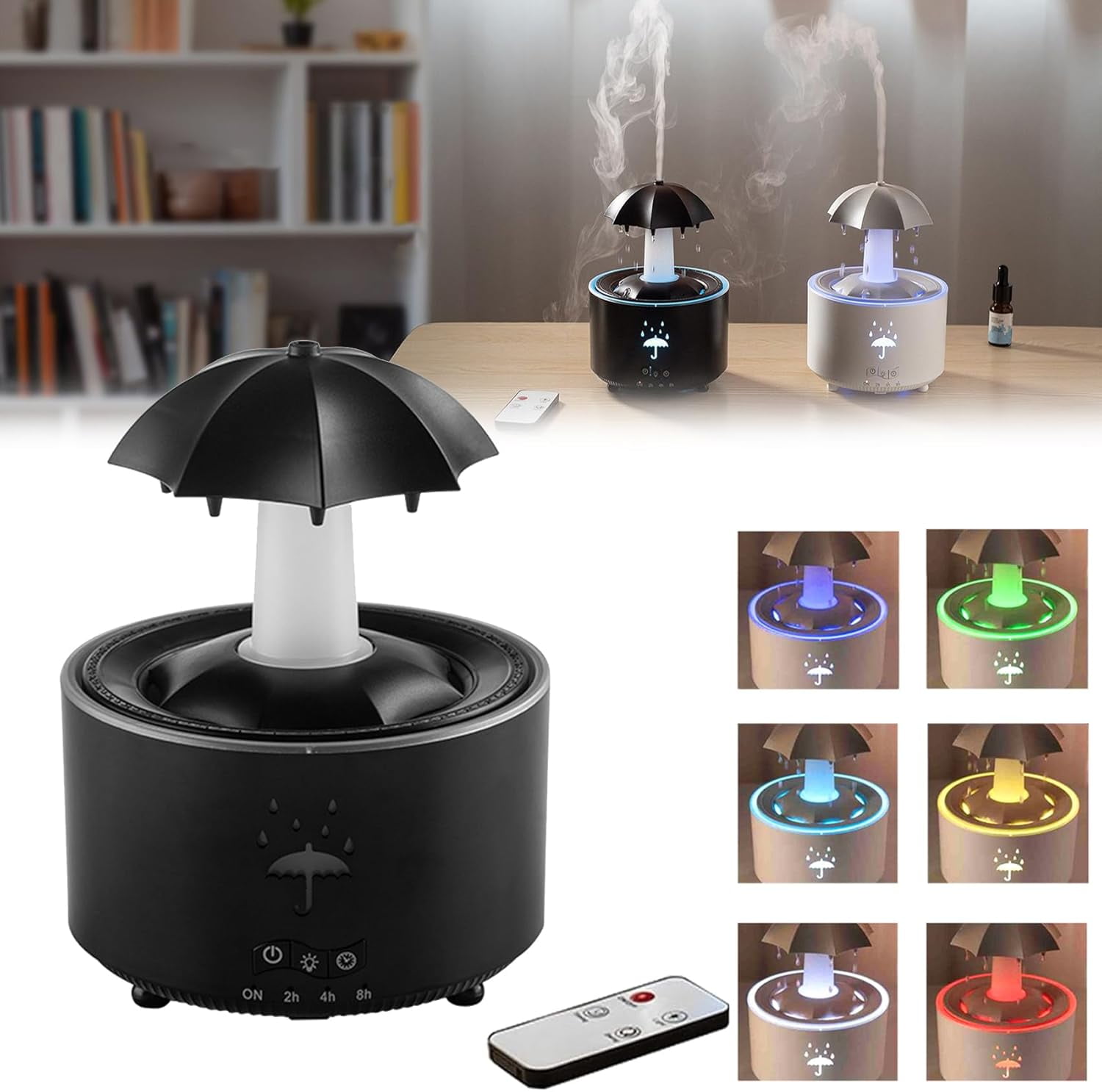 Umbrella Humidifier, Rotating Umbrella Diffuser for Bedroom with 7 ...
