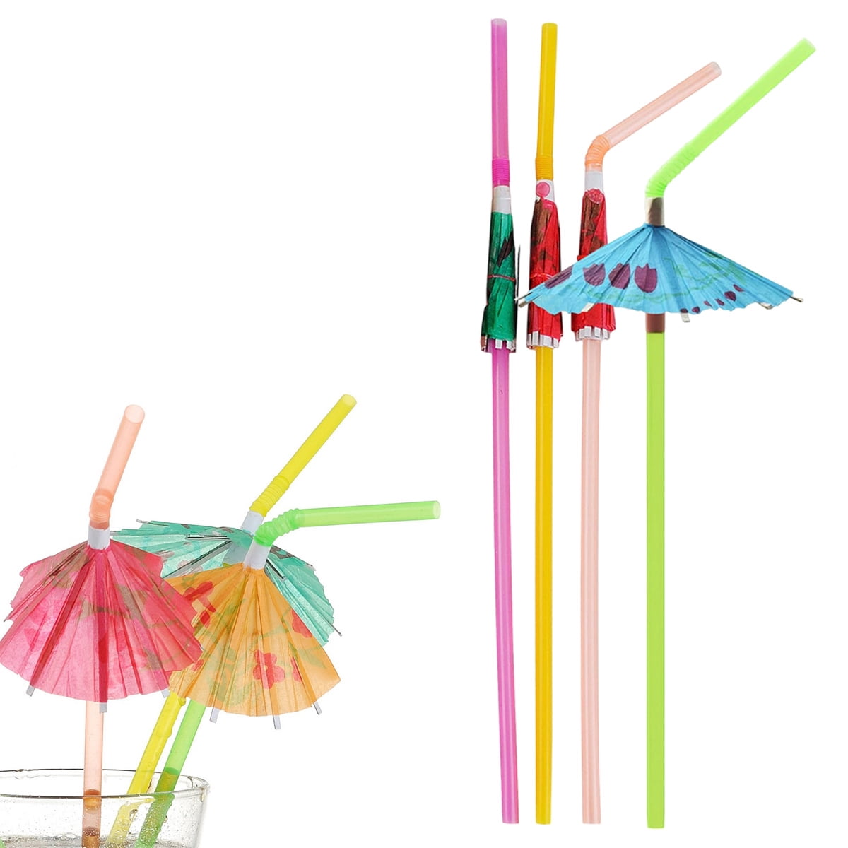 Umbrella Parasol Drinking Straws, Hawaiian Beach Cocktail Luau Party ...