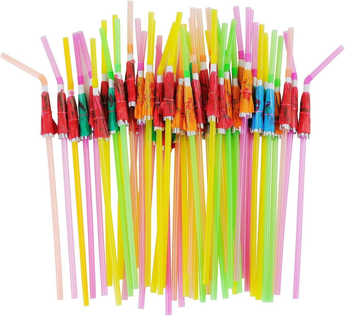 Umbrella Parasol Drinking Straws, Hawaiian Beach Cocktail Luau Party ...