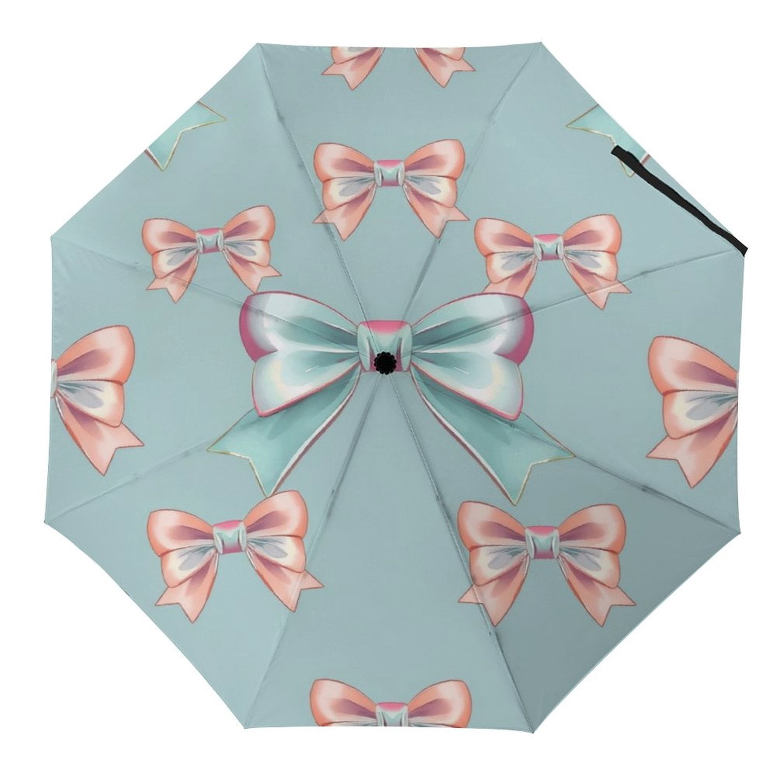 Umbrella Pastel Bow Pattern Folding Umbrellas Windproof Black Coating ...