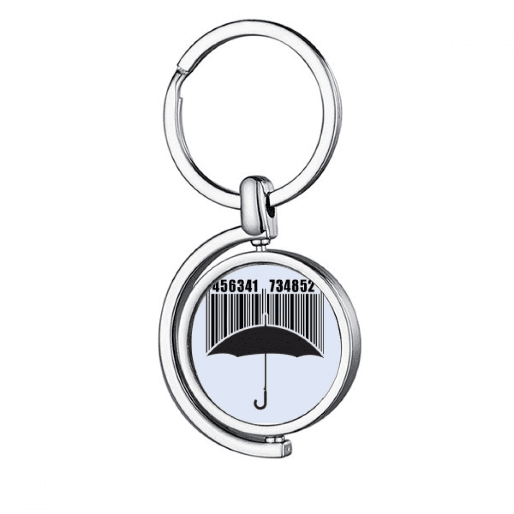 Umbrella Rain Bar Code Art Deco Fashion Rotating Keychain Metal Keyring ...