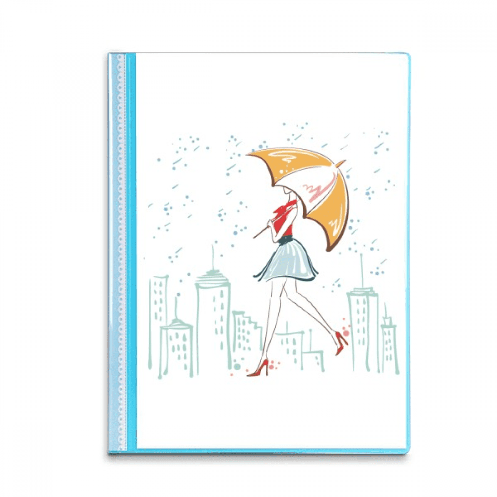 Umbrella Rain Lady City Dress Book Sheet Protectors Portfolio Binder ...
