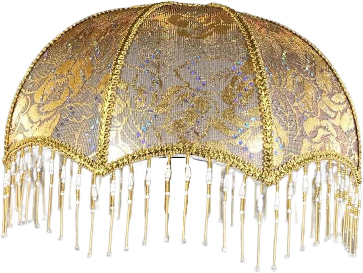 Umbrella Shape Lamp Shade Cloth Lampshade Vintage with Tassel for Desk ...