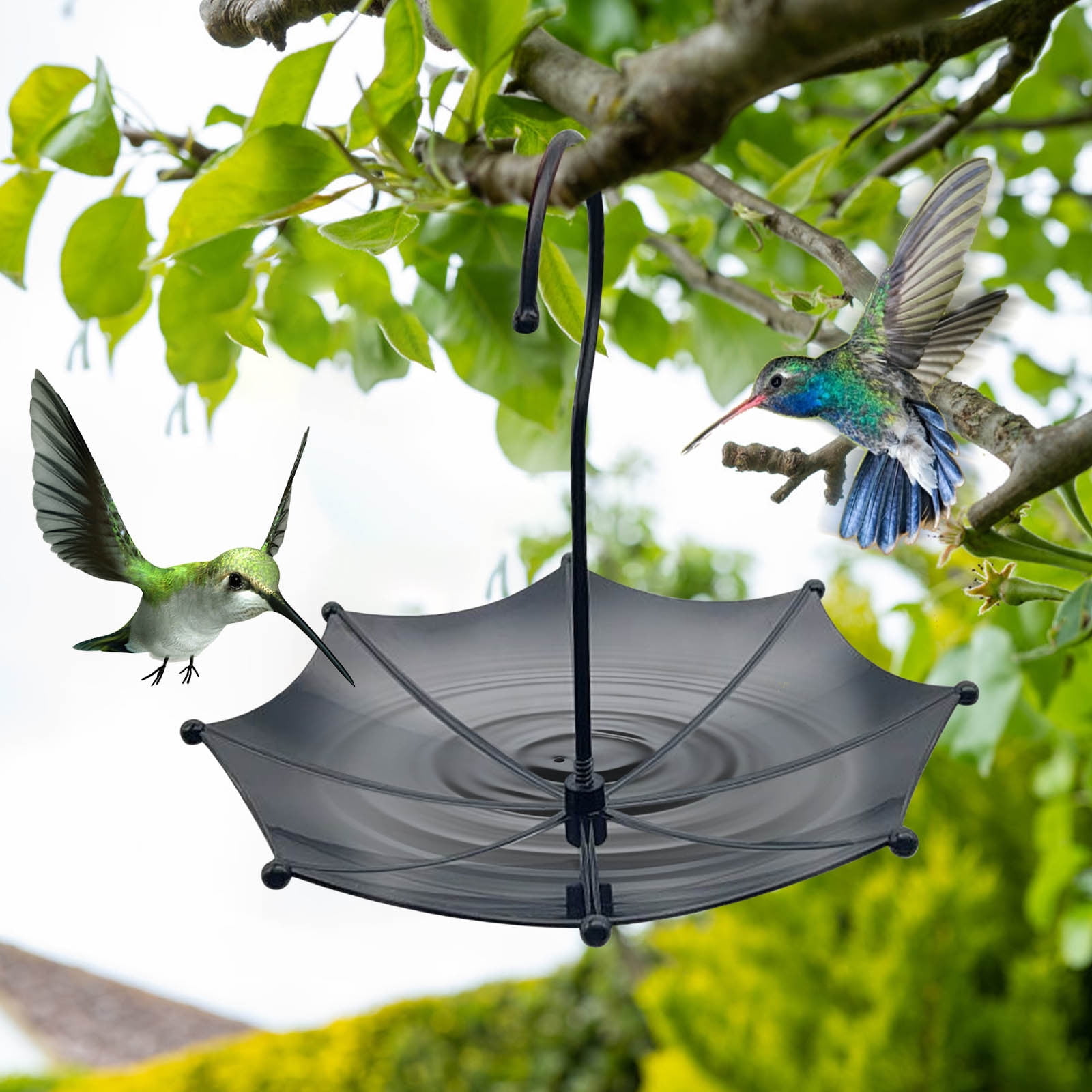 Umbrella-Shape Outdoor Bird Feeder, Stainless Steel Water Bowl ...