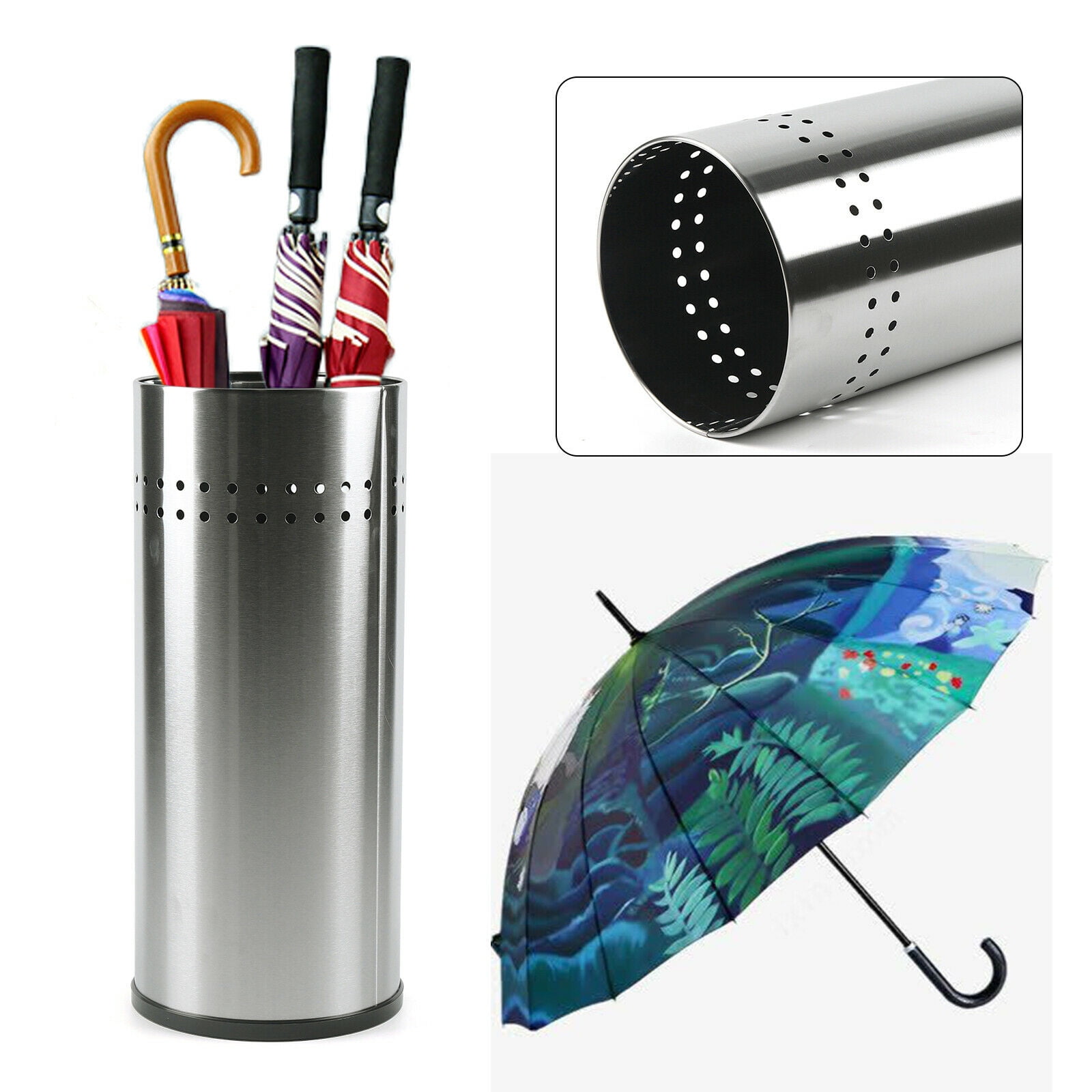Umbrella Storage Bucket Stand, Stainless Steel Mesh Umbrella Holder ...