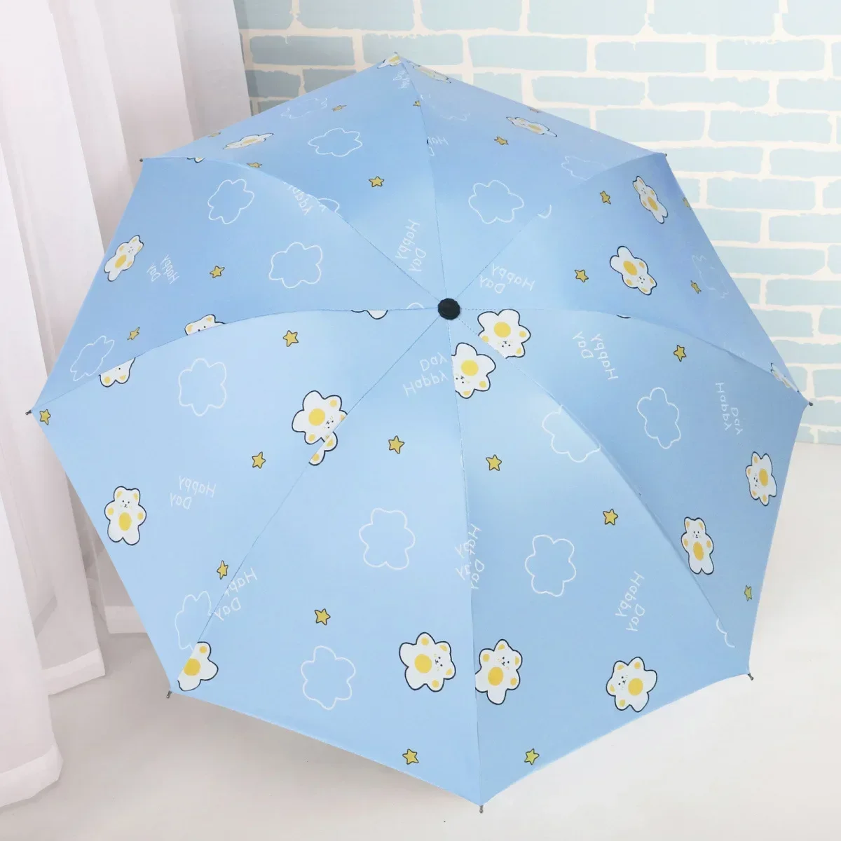 Umbrella Triple Fold Plus Thick Vinyl Sunblock ManualSystem Rain and ...