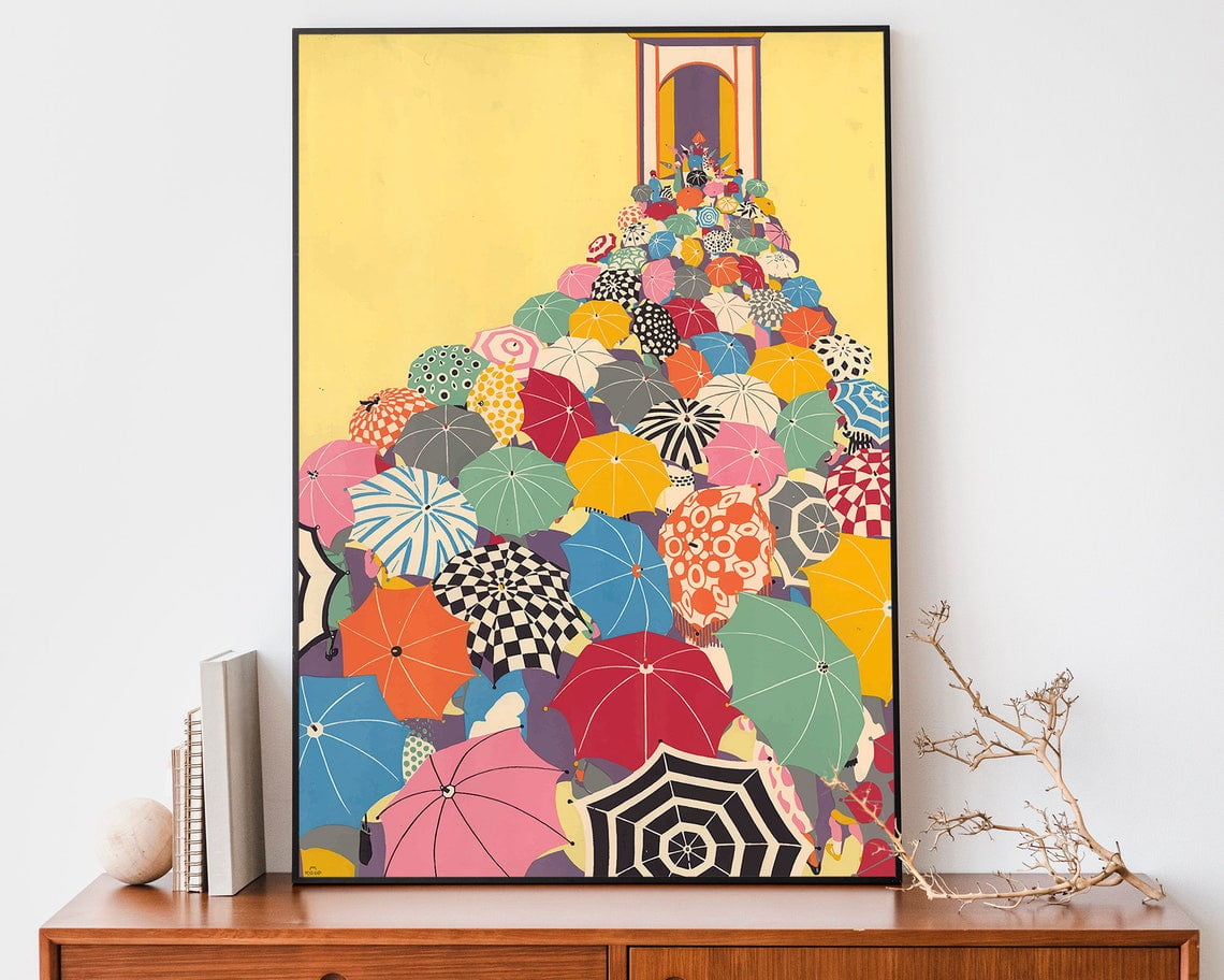 Umbrella Underground Vintage Travel Poster, British Wall Art, Retro ...