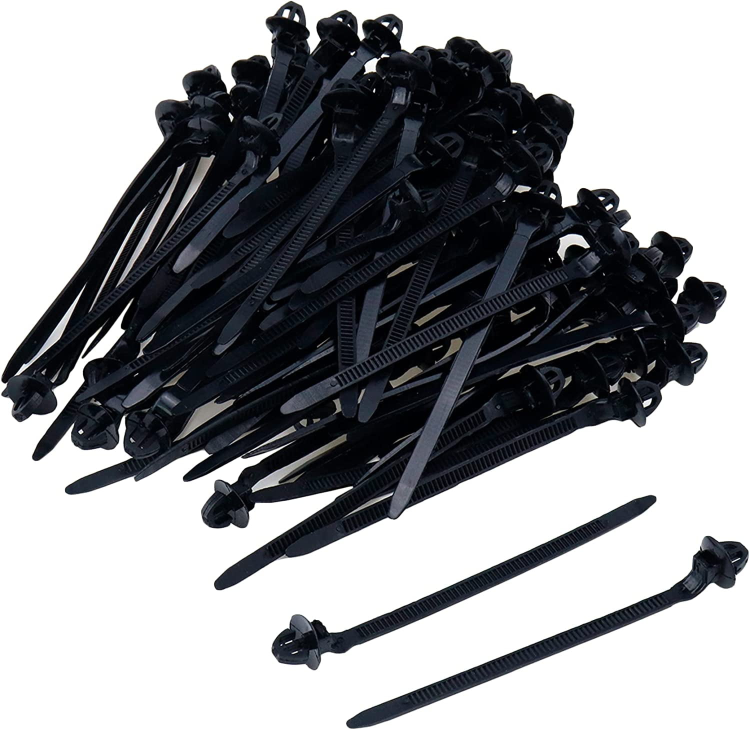 Umbrella Wing Nylon Push Mount Zip Ties 100Pcs, Heavy Duty Black Wire ...