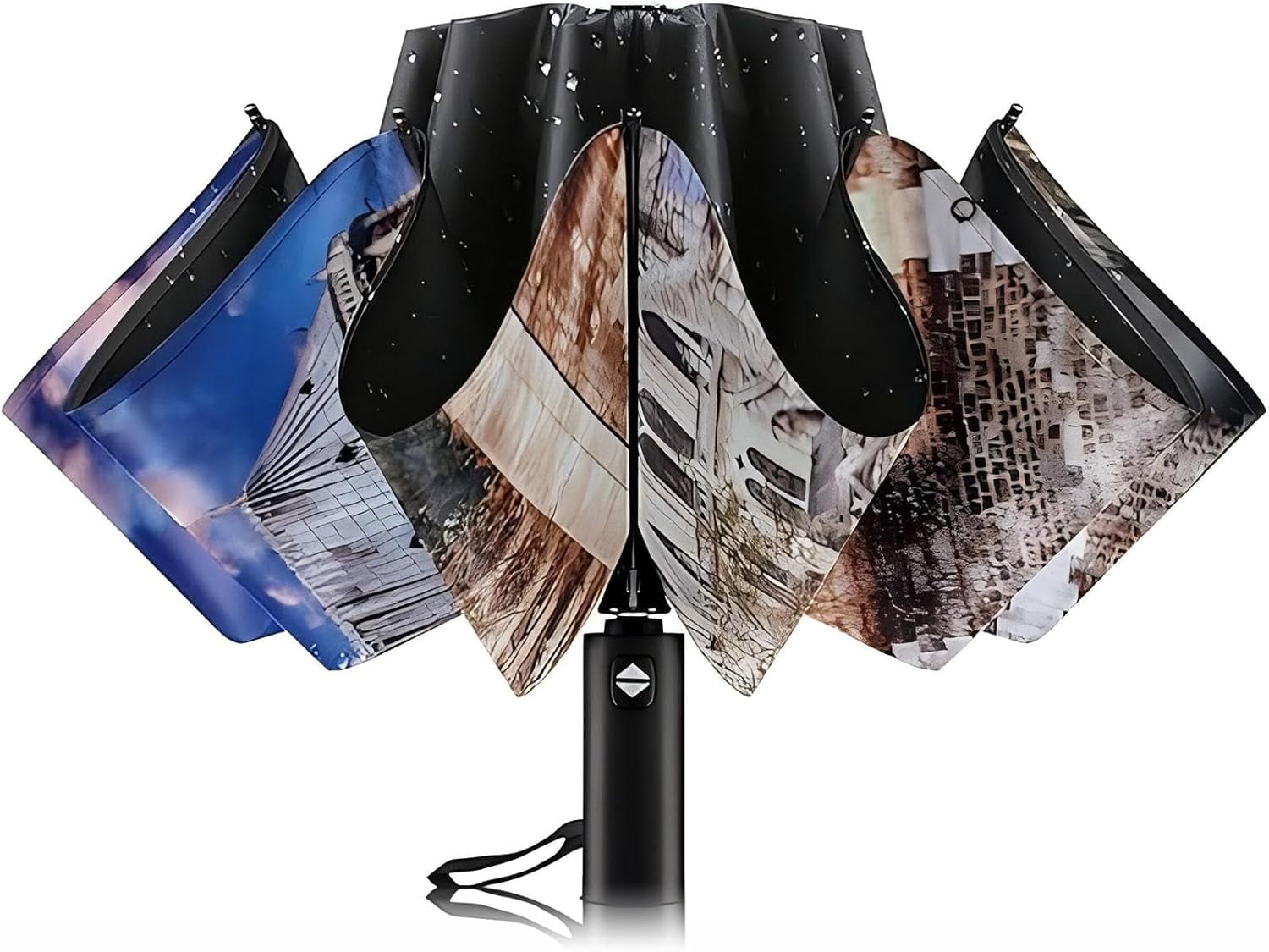 Umbrella With Reflective Stripe, Reverse Compact Umbrellas for Rain, Portable Large Folding Sun ...