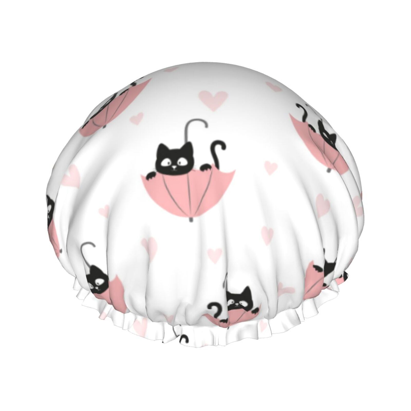 Umbrella cat Shower Cap Reusable Waterproof, Double Waterproof Layers ...