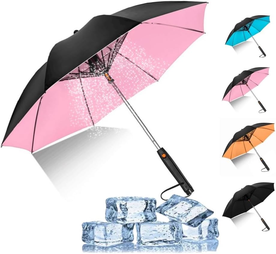 Umbrella with Fan and Mist Spray UV Blocking Umbrella Battery Powered ...