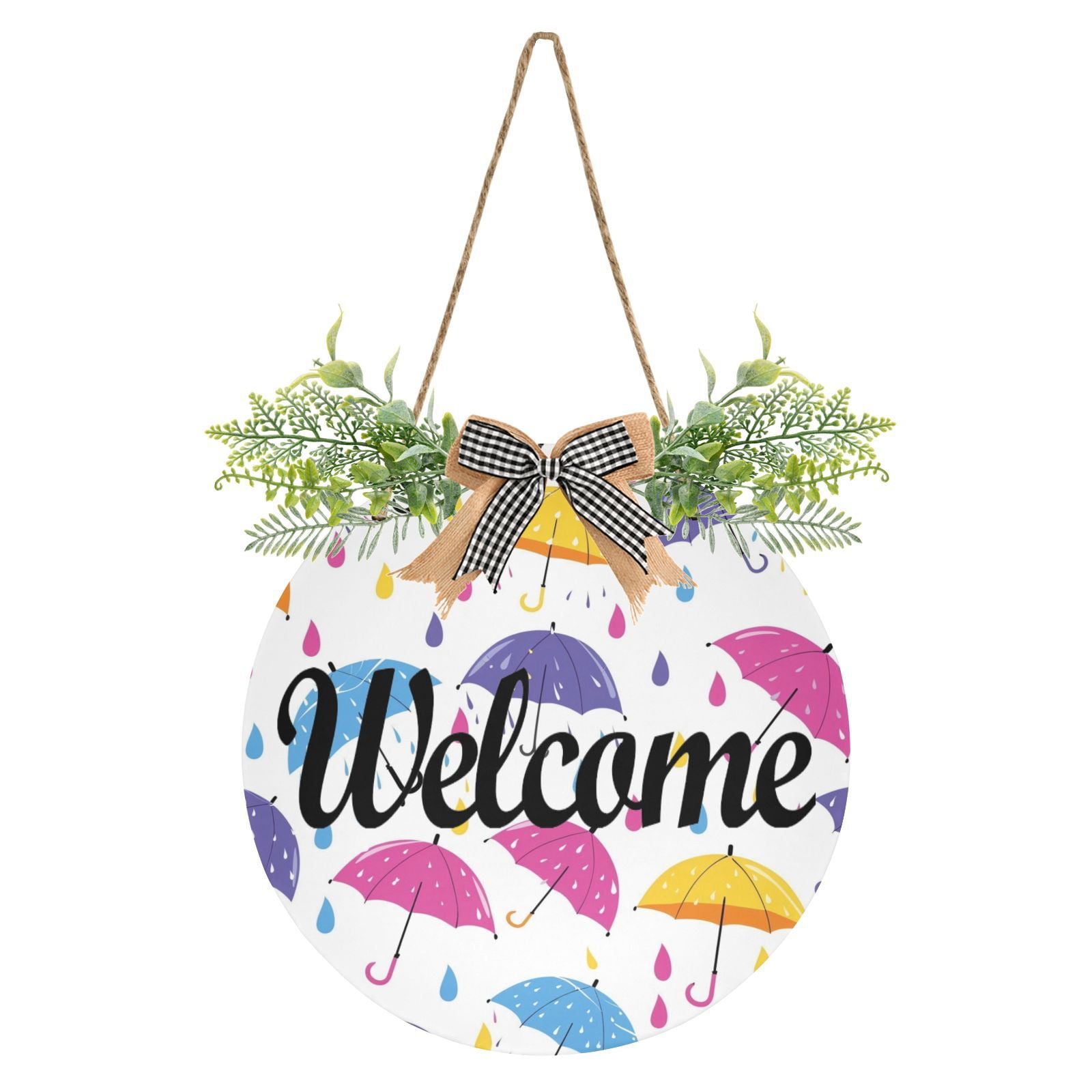 Umbrellas Raindrop Welcome Sign for Front Door Wreath Door Sign for ...