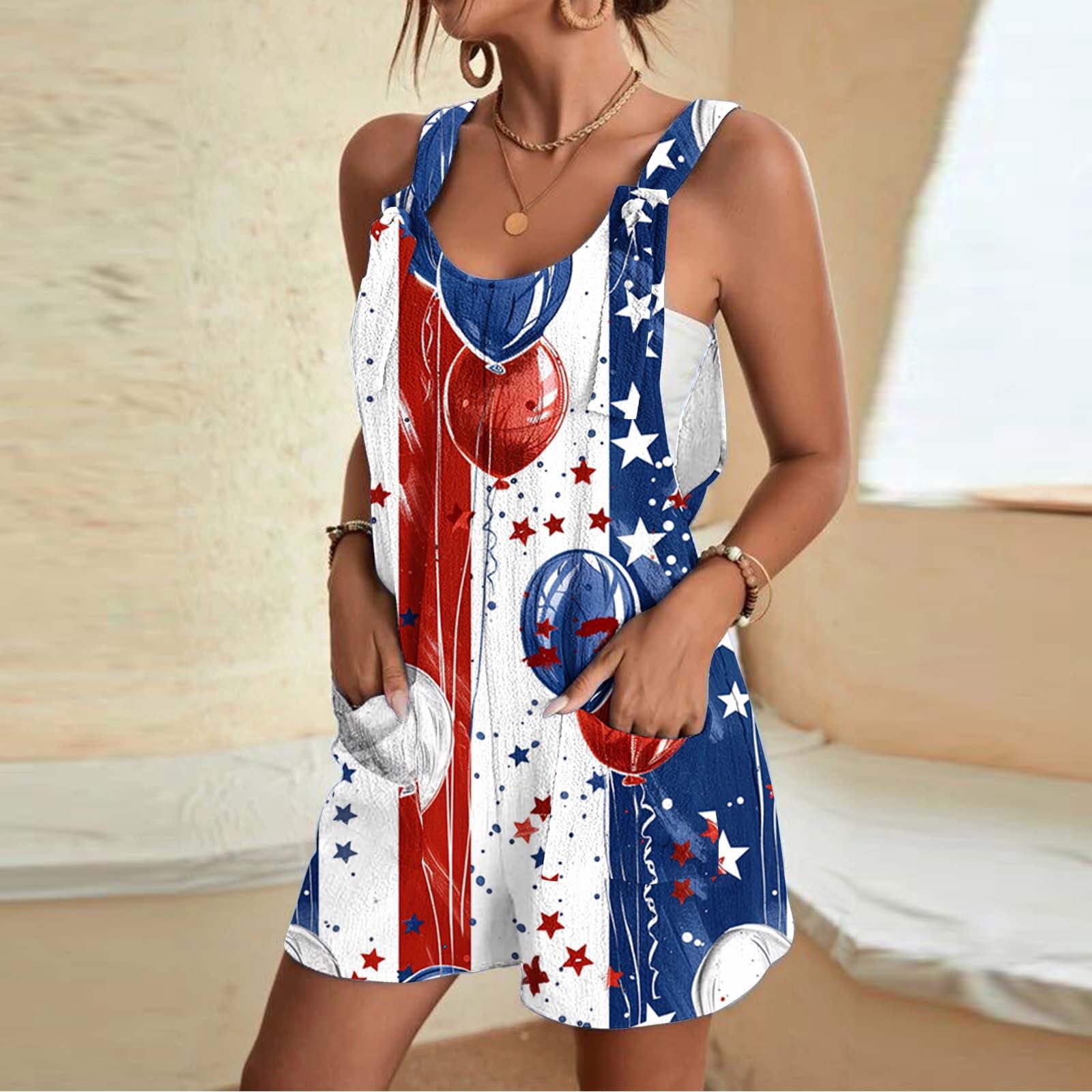 Umbreon Jumpsuit for Women 4th of July Spaghetti Strap Short Rompers ...