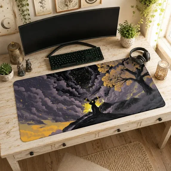 Umbreon Mouse Pad Desk Mat, Pokemon Starry Night Art, Dark Aesthetic ...