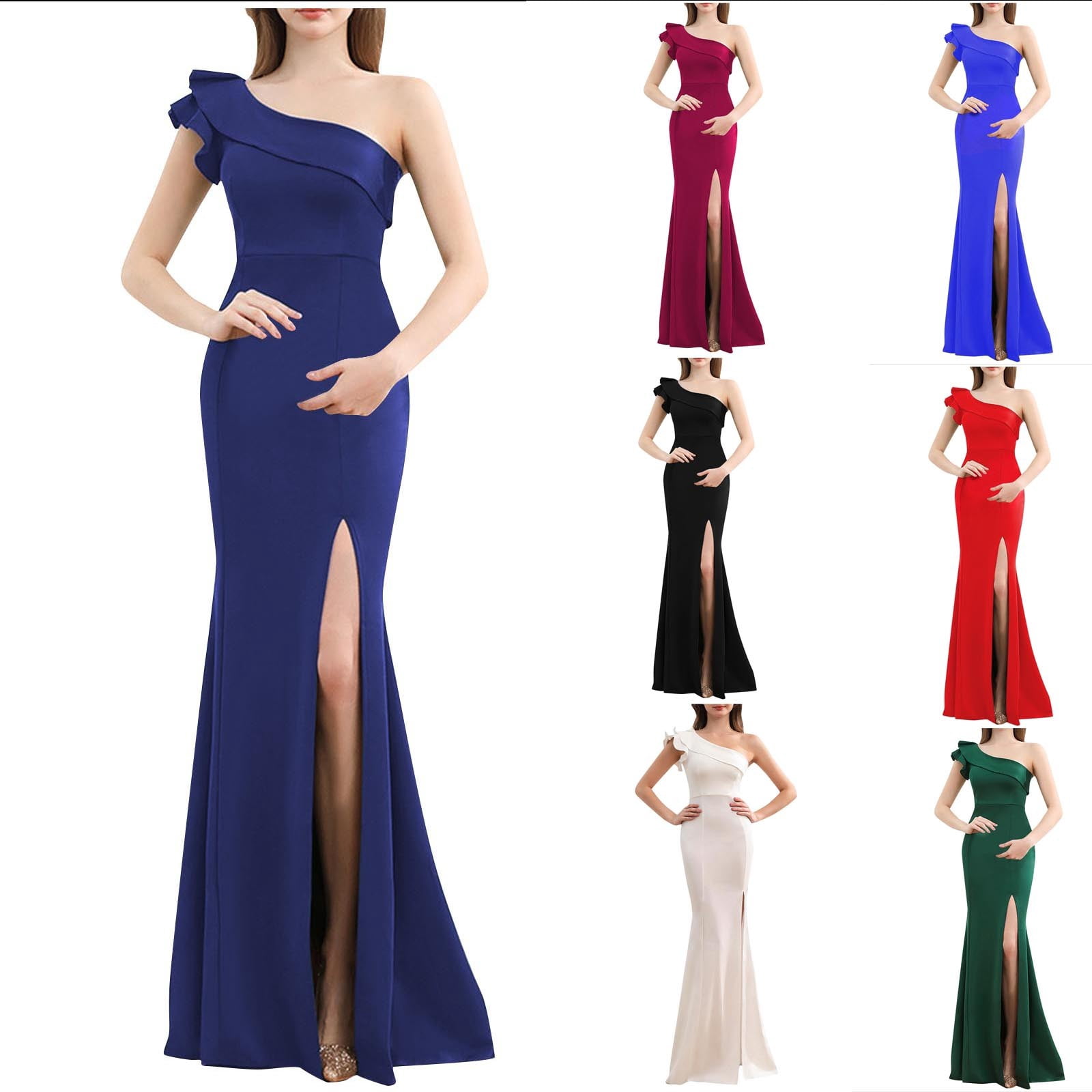 Umbreon Prom Dresses for Women Sleeve Less Cre W Neck Maxi Dress Solid ...