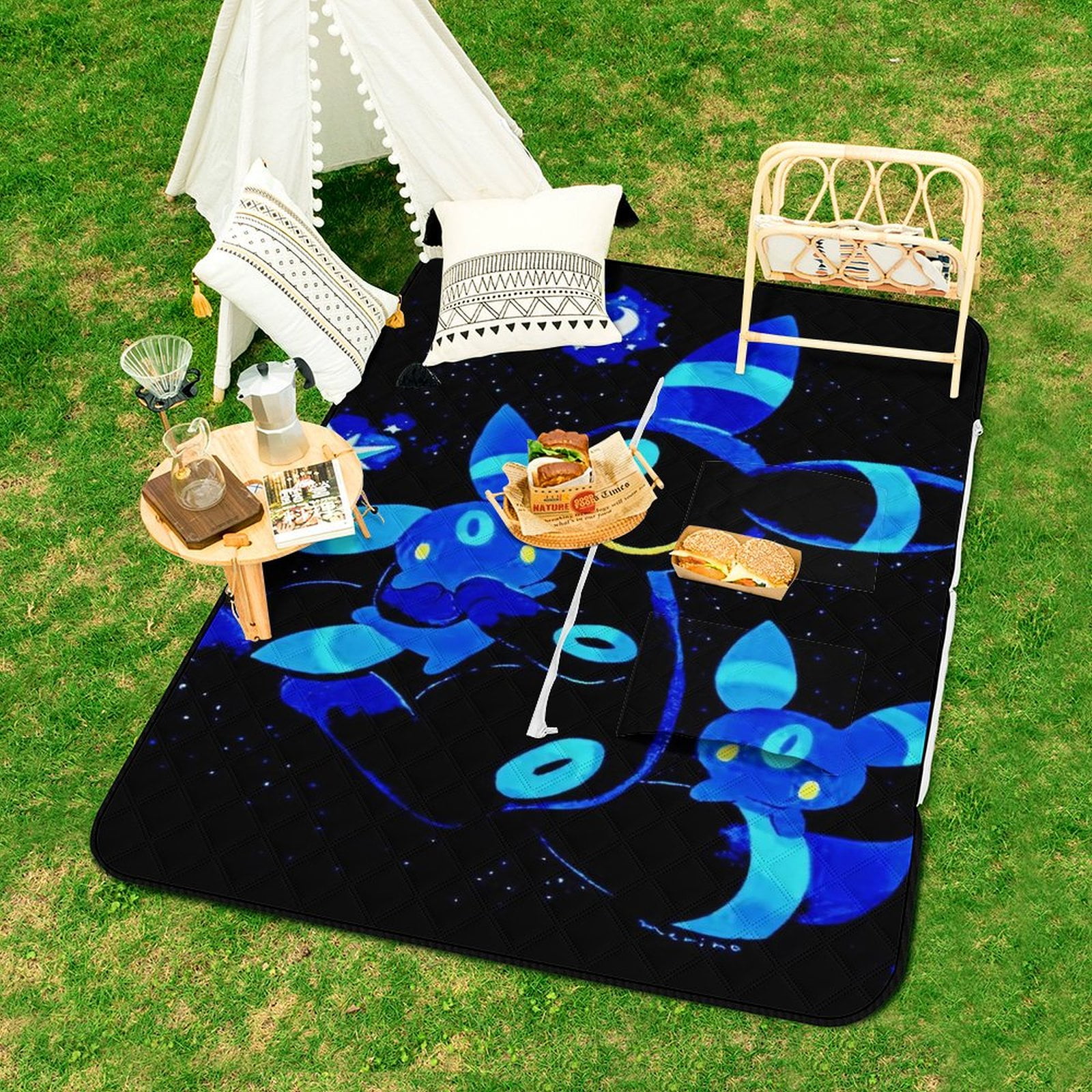 Umbreon Shiny Picnic Blanket,Foldable Waterproof Sand Mat,Extra Large ...