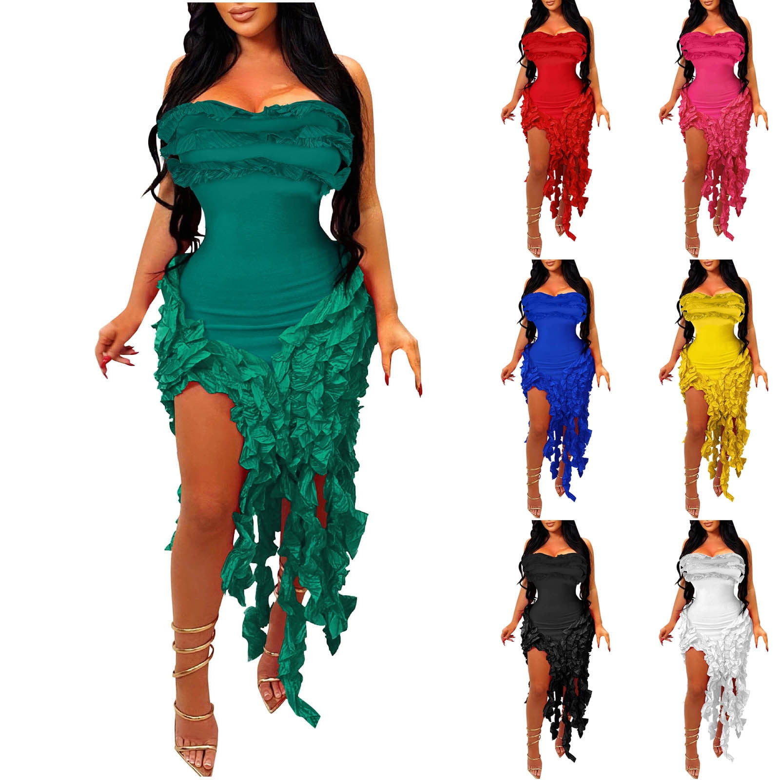 Umbreon Sundresses for Women 2025 Sleeveless A line Strapless Prom Dresses Solid Color Tight ...