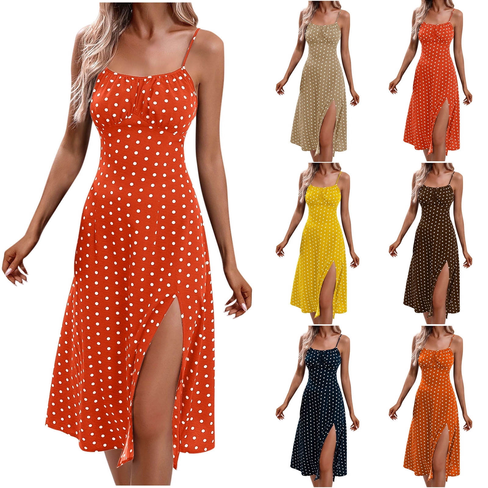 Umbreon Womens Summer Dresses Spaghetti Strap Sleeveless Crw Neck Midi ...