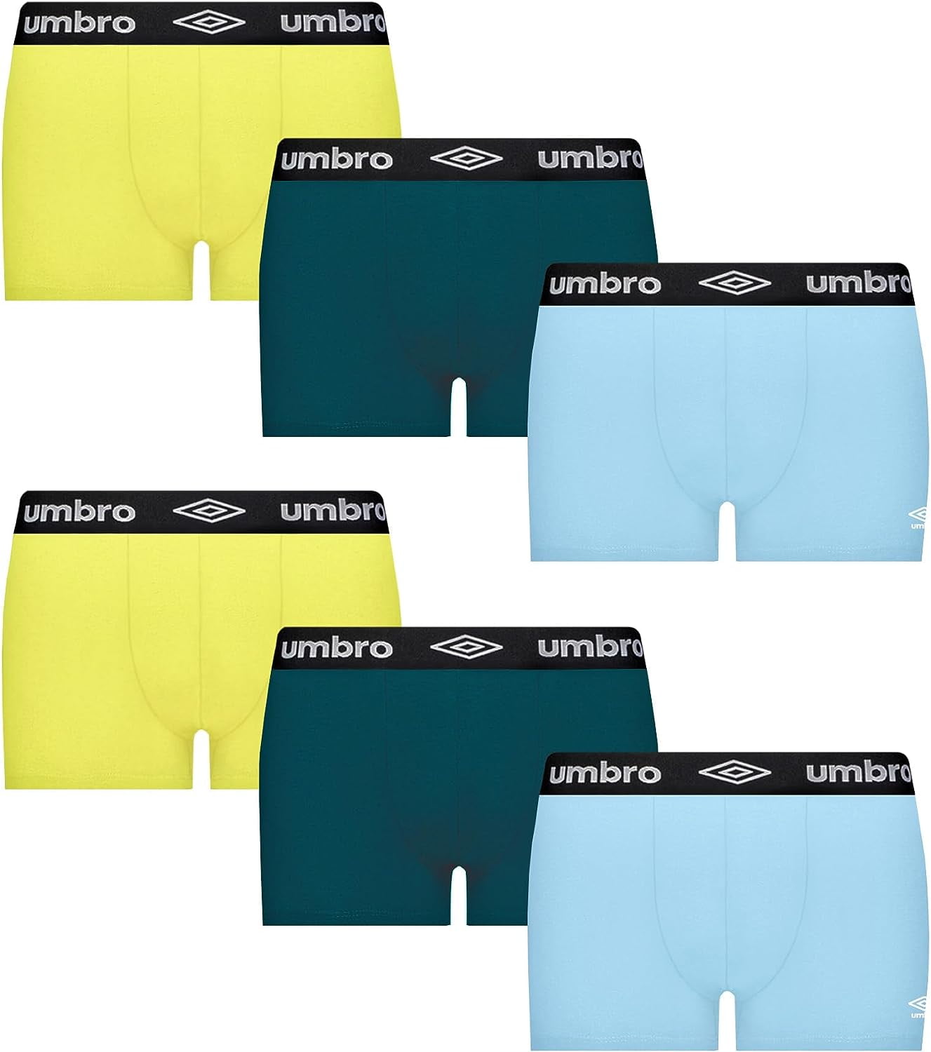 Umbro Men’s Trunks Breathable Cotton Underwear Boxers for Men, BLime/Teal/Blue Large 6-Pack ...