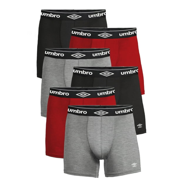 Umbro Mens Boxer Briefs Breathable Cotton Underwear Pack, Red/Gray/Black Large 6-Pack - Walmart.com