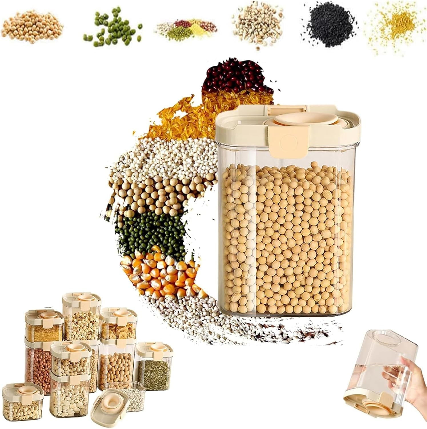 Umckit Push Type Sealed Storage Jar, Container with Lids, Three sizes ...
