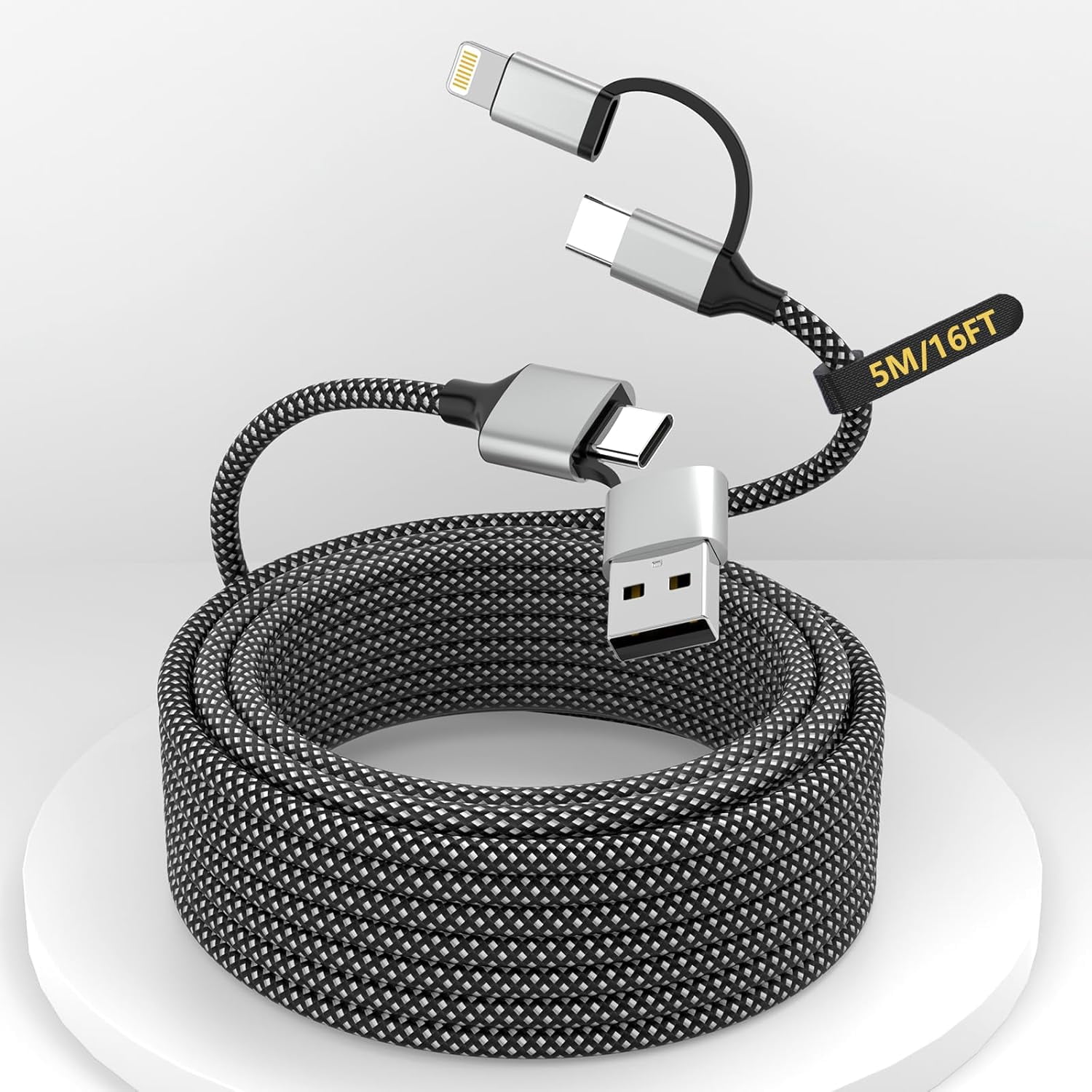 UmeFone 16Ft Long Multi 4 In 1 Usb C Cable Lightning Charging Cable,5M 60W Fast Charger & Data ...