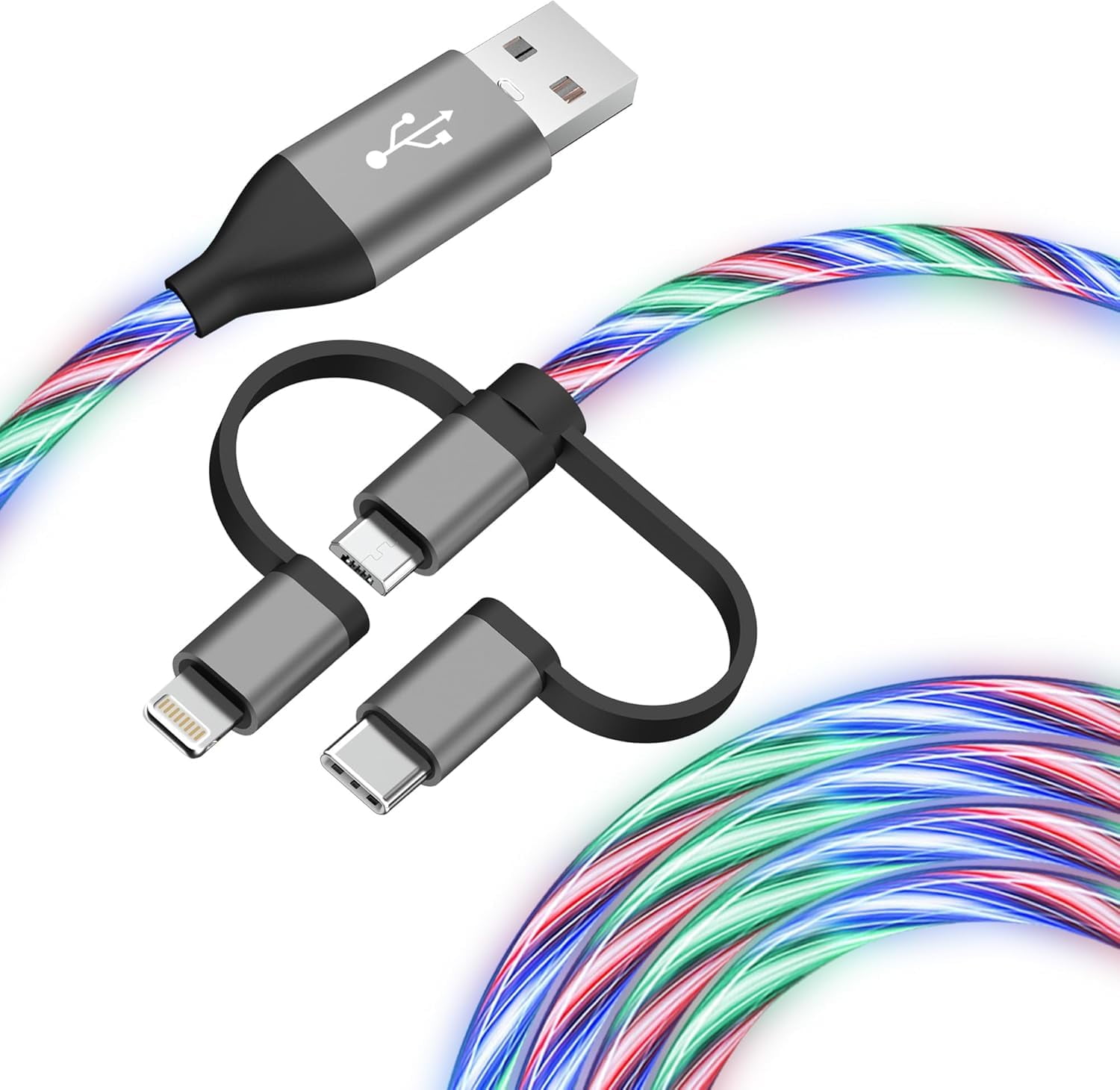 UmeFone 3-In-1 Led Glow Charging Cable, Fast Charging Usb-C, Micro Usb ...