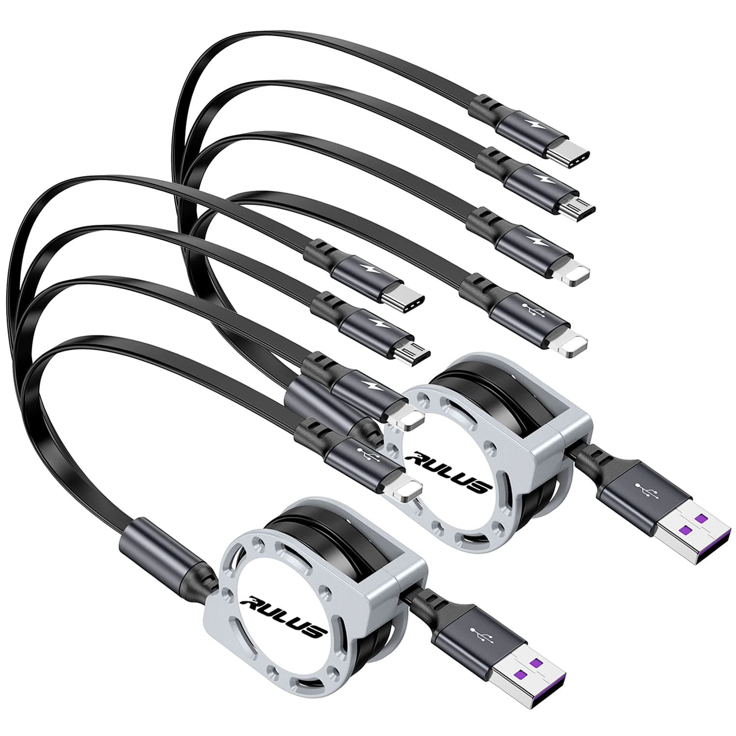 UmeFone 4 In 1 Multi Charging Cable [2Pack 4Ft], Retractable Multi Fast ...