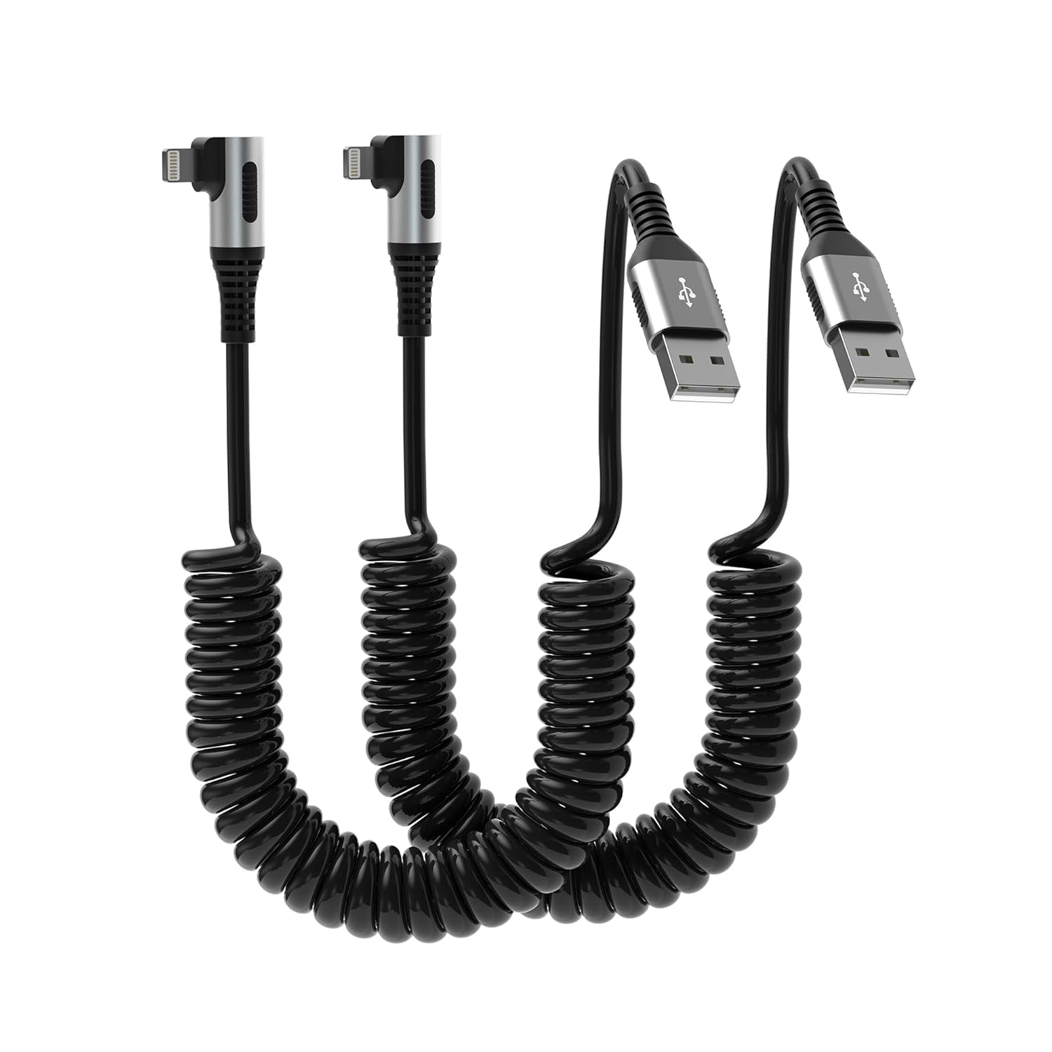 UmeFone 90 Degree Coiled Lightning Cable, 2 Pack Iphone Charger Cable ...