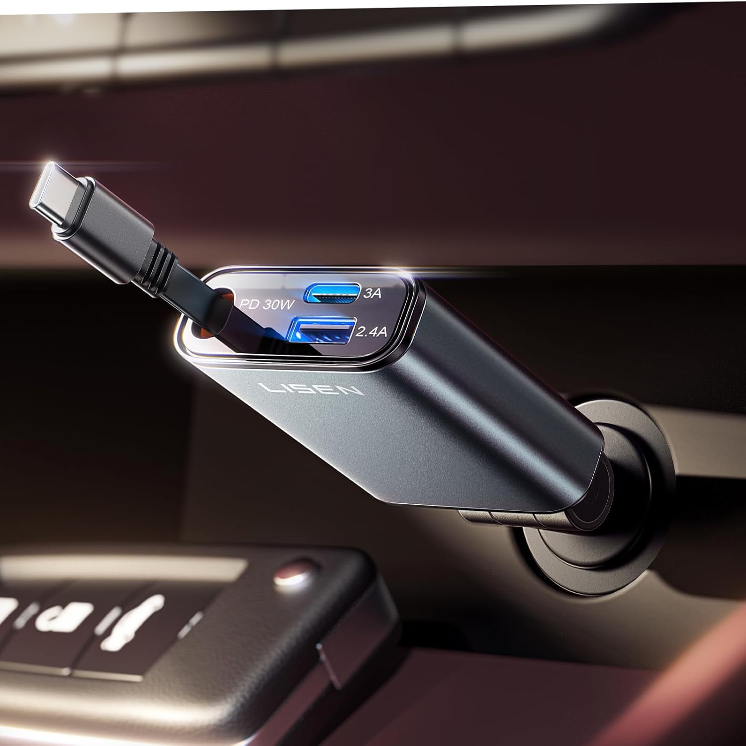 UmeFone Car Charger Usb C Fast Charging Retractable,【75% Less Space ...