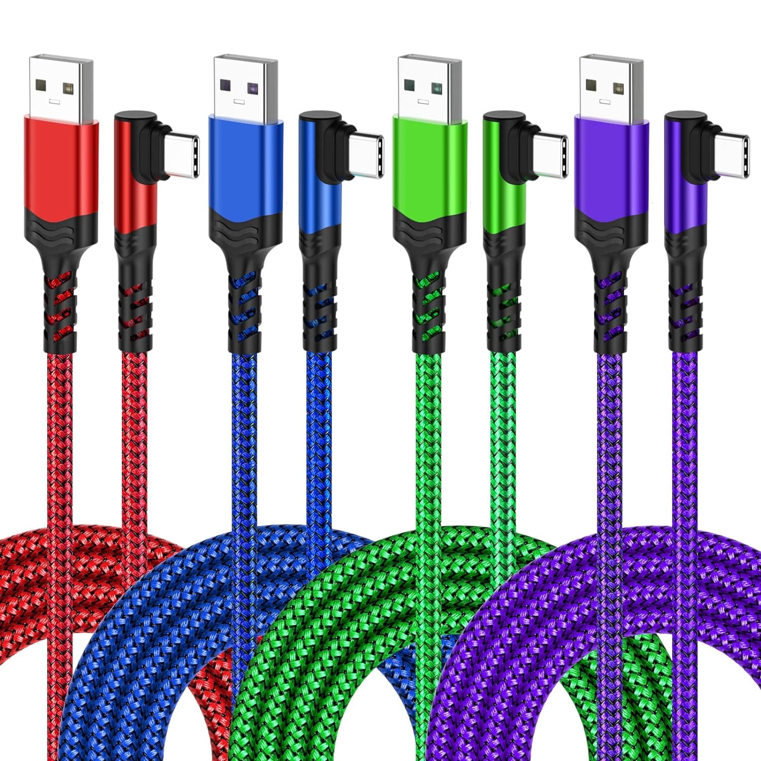 UmeFone Usb C Cable 10Ft, 4-Pack Long Braided Usb-A To Usb-C 90 Degree ...