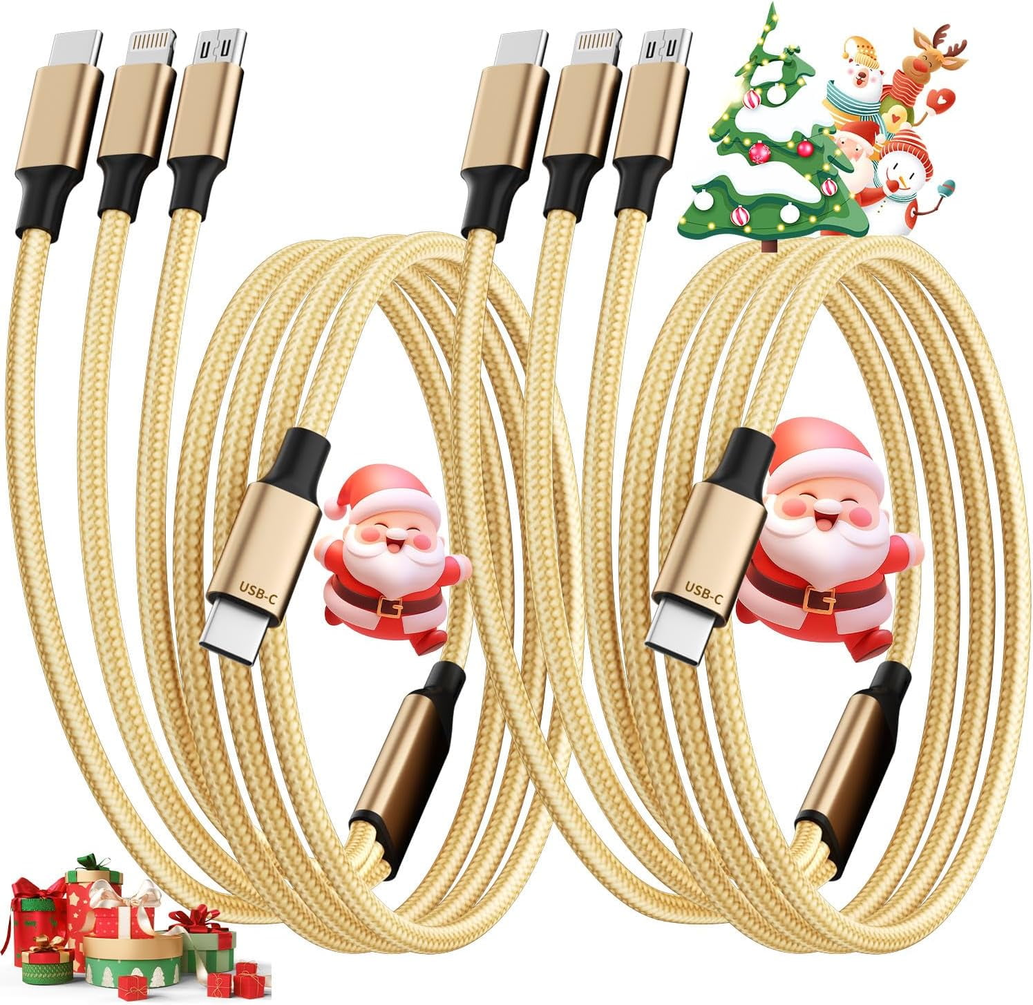 UmeFone Usb C Multi Charging Cable [2Pack 4Ft], 3 In 1 Charging Cable ...