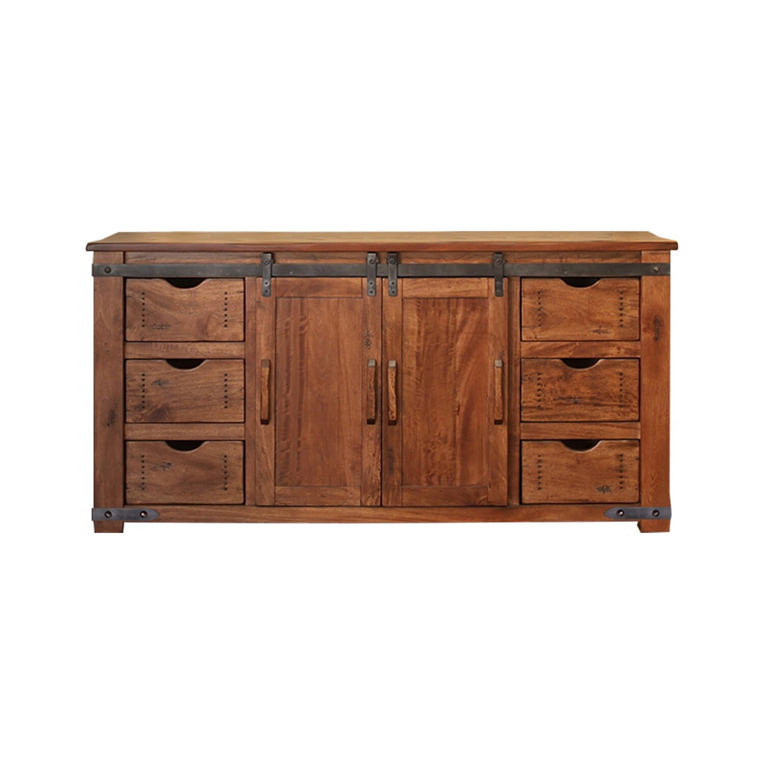 Umey 60 Inch TV Media Entertainment Console - 6 Drawers - Brown Mango ...