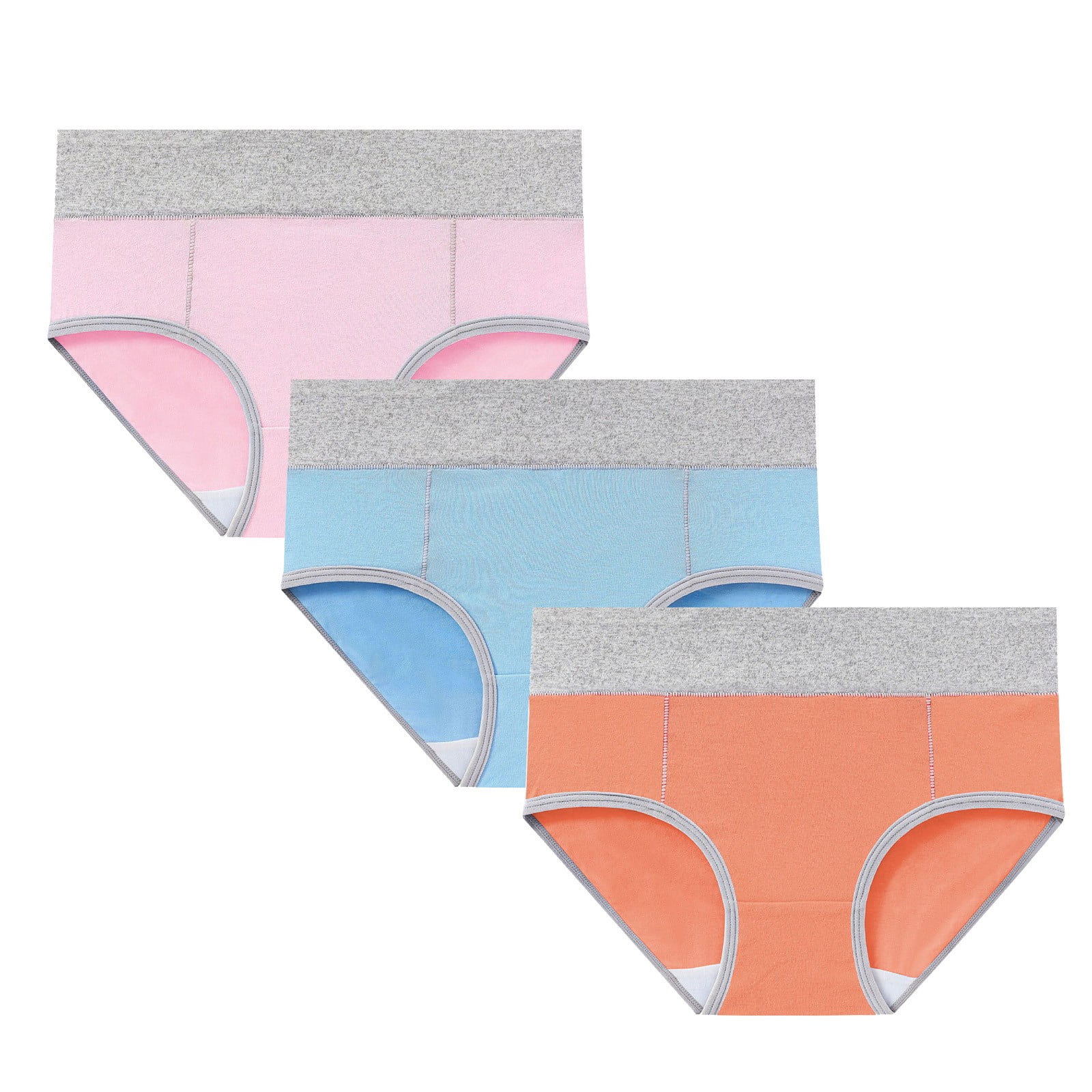 Umfun 3-Pack Women's High Waist Cotton Panties with Colorblock Wide ...
