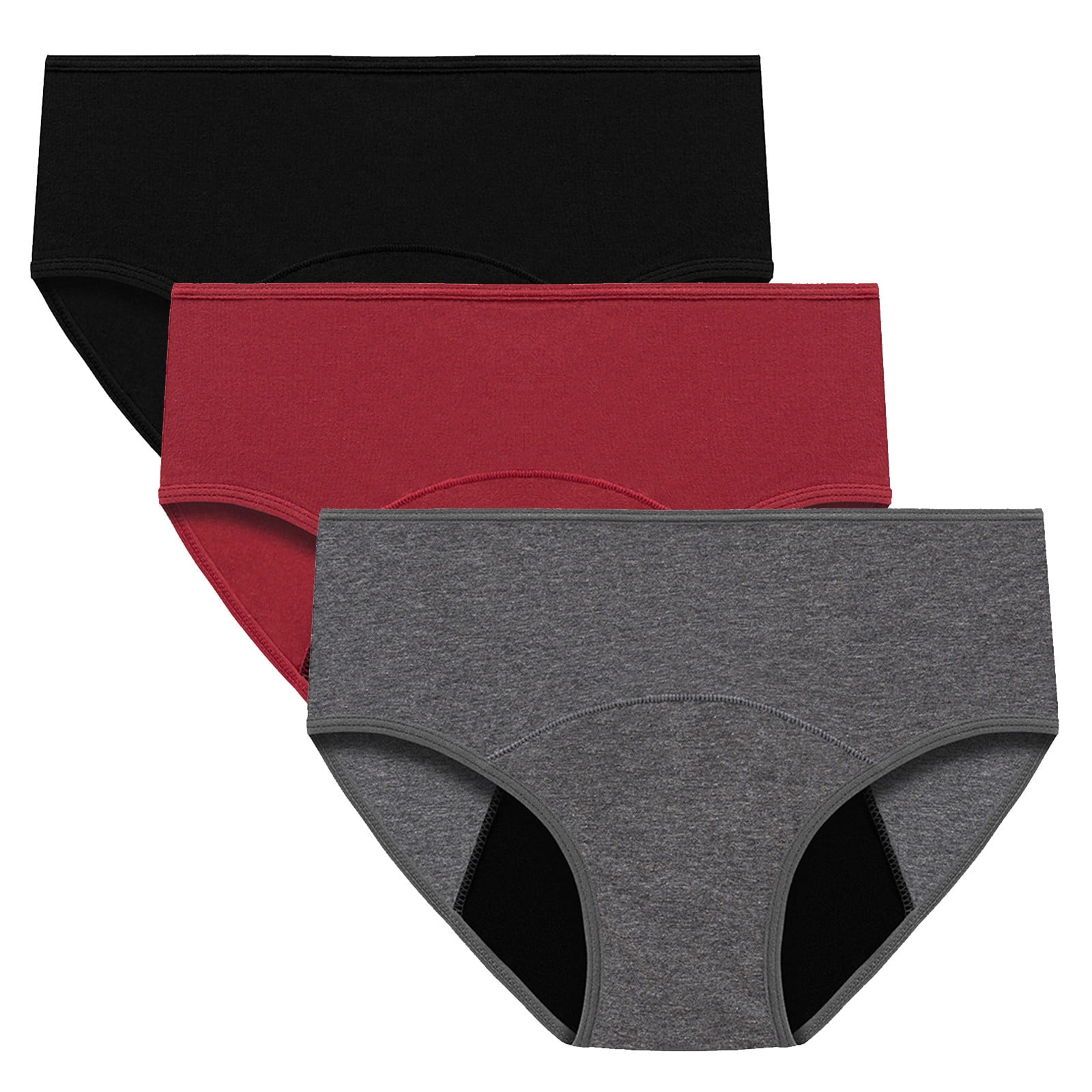 Umfun 3-Pack Women's Mid Rise Briefs with Contrast Stitching Detail ...