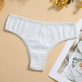 Umfun 5 Pack Women's High Cut Thong Panties with Ribbed Texture ...