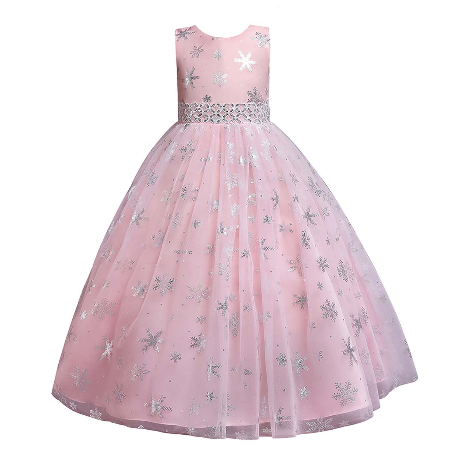 Umfun Children Dress Girl No Sleeve Princess Snowflake Pattern Printed ...