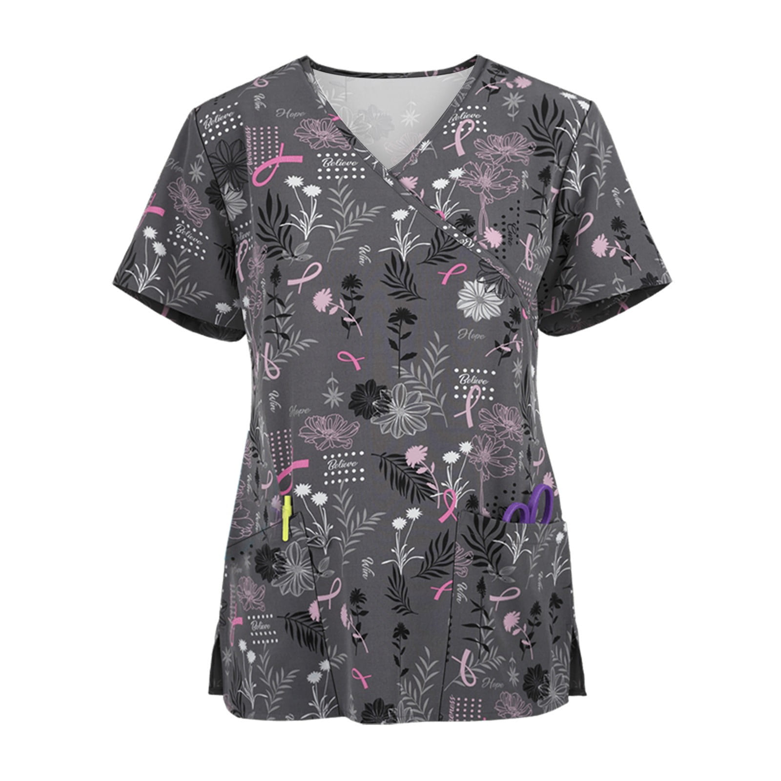 Umfun Top for Women, Scrubs Tops with Pocket for Women, Short Sleeve V ...