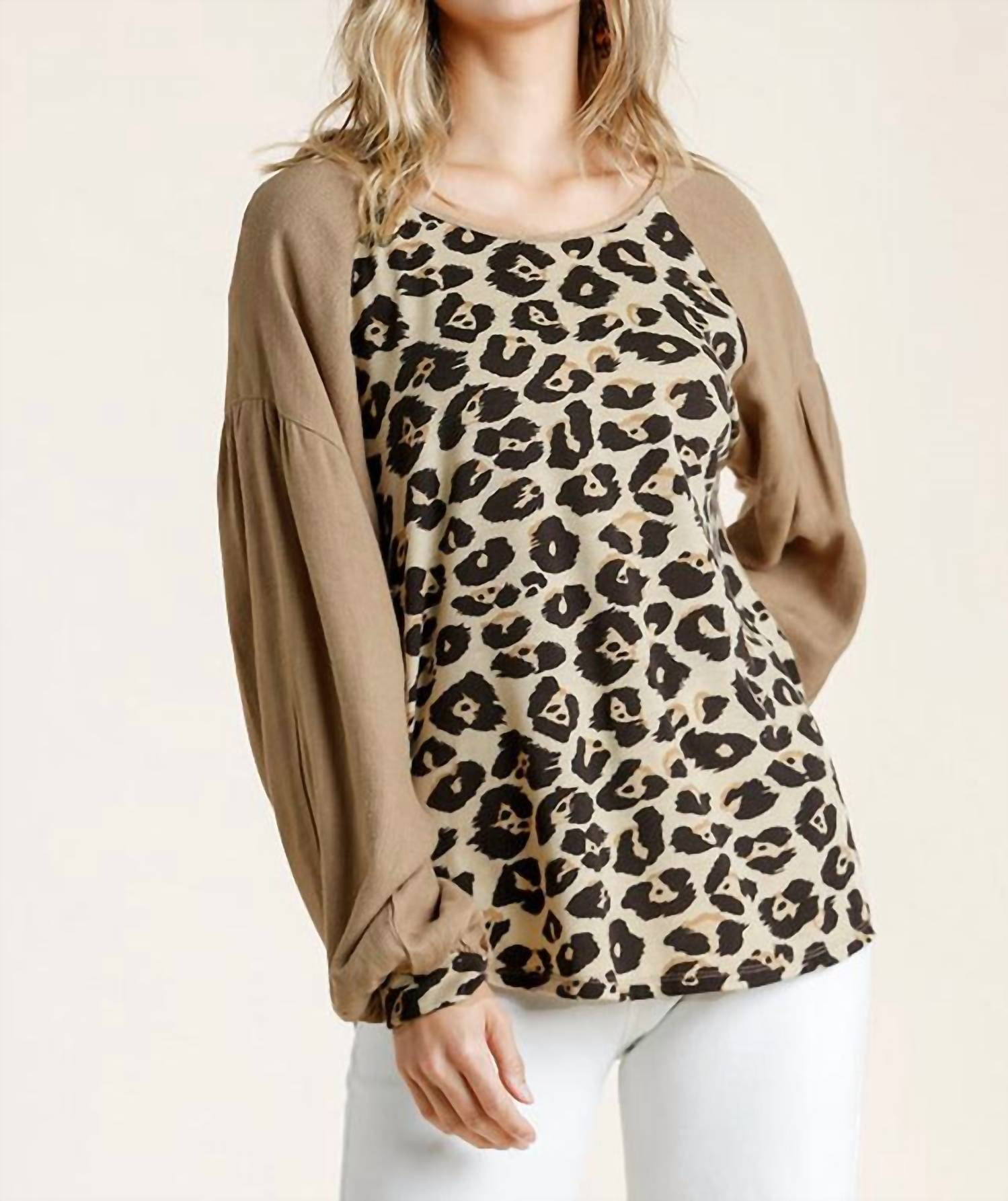 Umgee Leopard Print Long Sleeve Top - Walmart.com