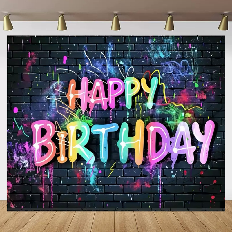 Umi Neon flashing theme background brick wall in darkness fluorescent ...