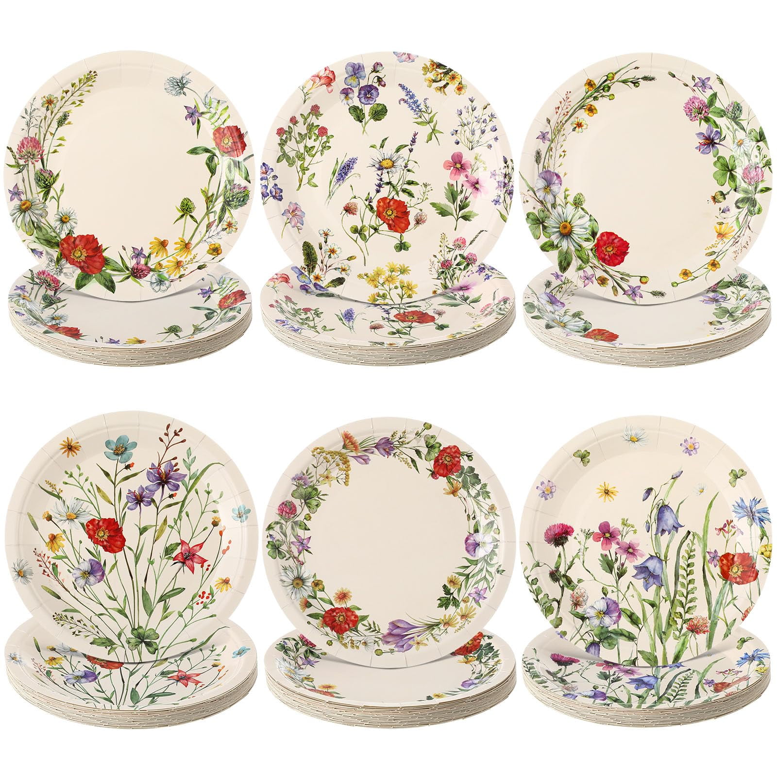 Umigy 120 Pcs Vintage Floral Party Plates 7 Inch Wild Floral Paper ...
