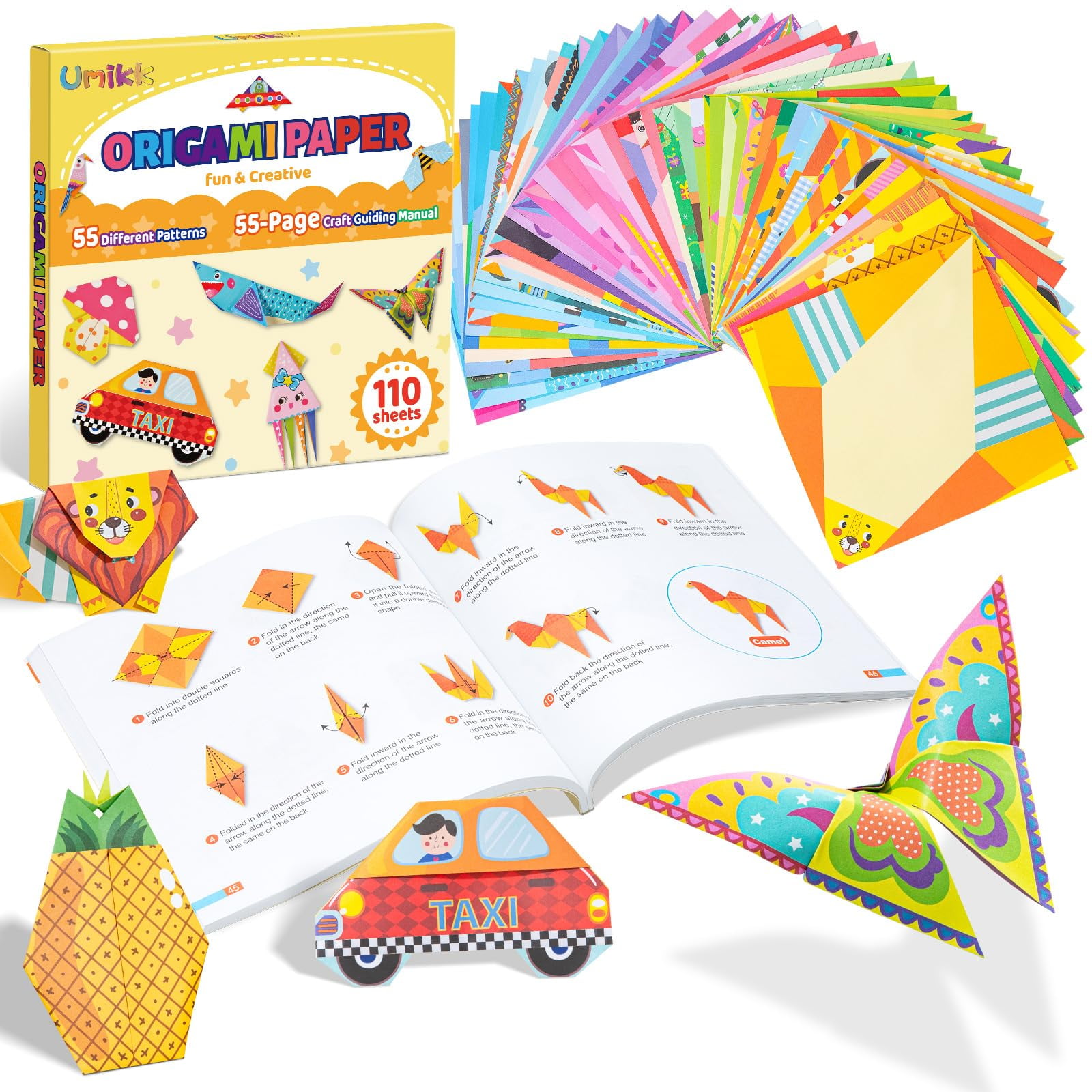 Umikk Origami Kit for RRF12 Kids Ages 5-8 Guiding Book, 110 Sheets ...