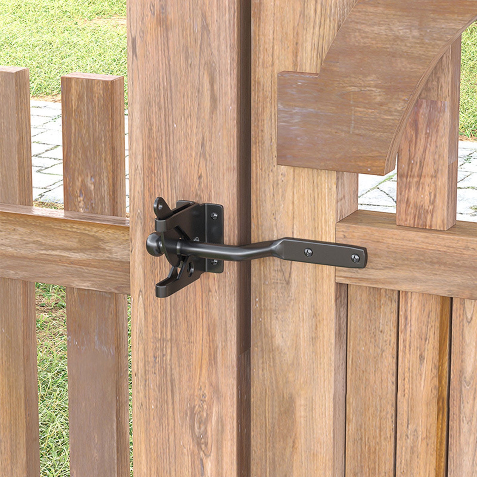 Umilin Automatic Wooden Fence Gate: Powder Coated Steel Gate for Pool ...