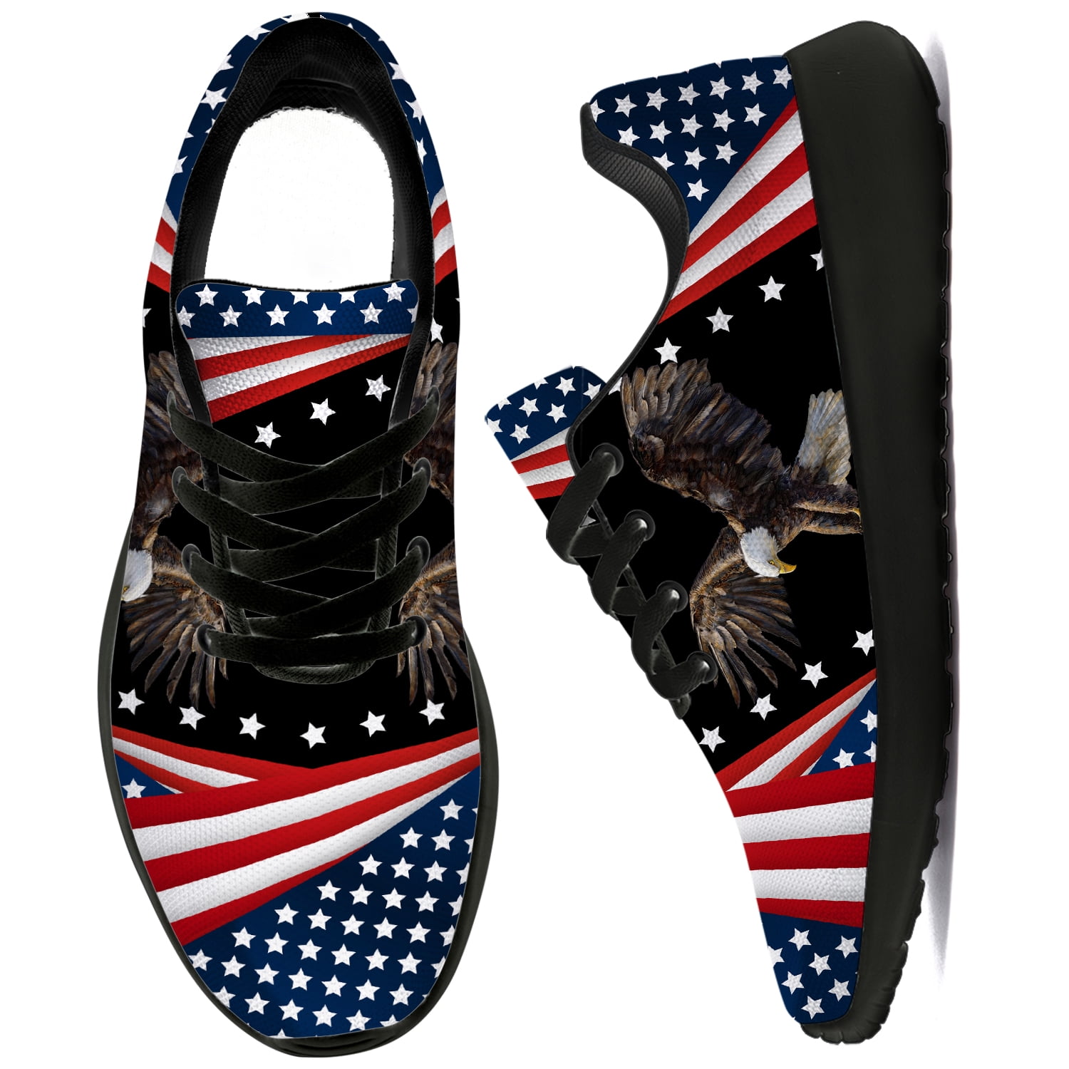 Uminder Womens Running Shoes American Flag Sneakers Black Shoes Size 8. ...