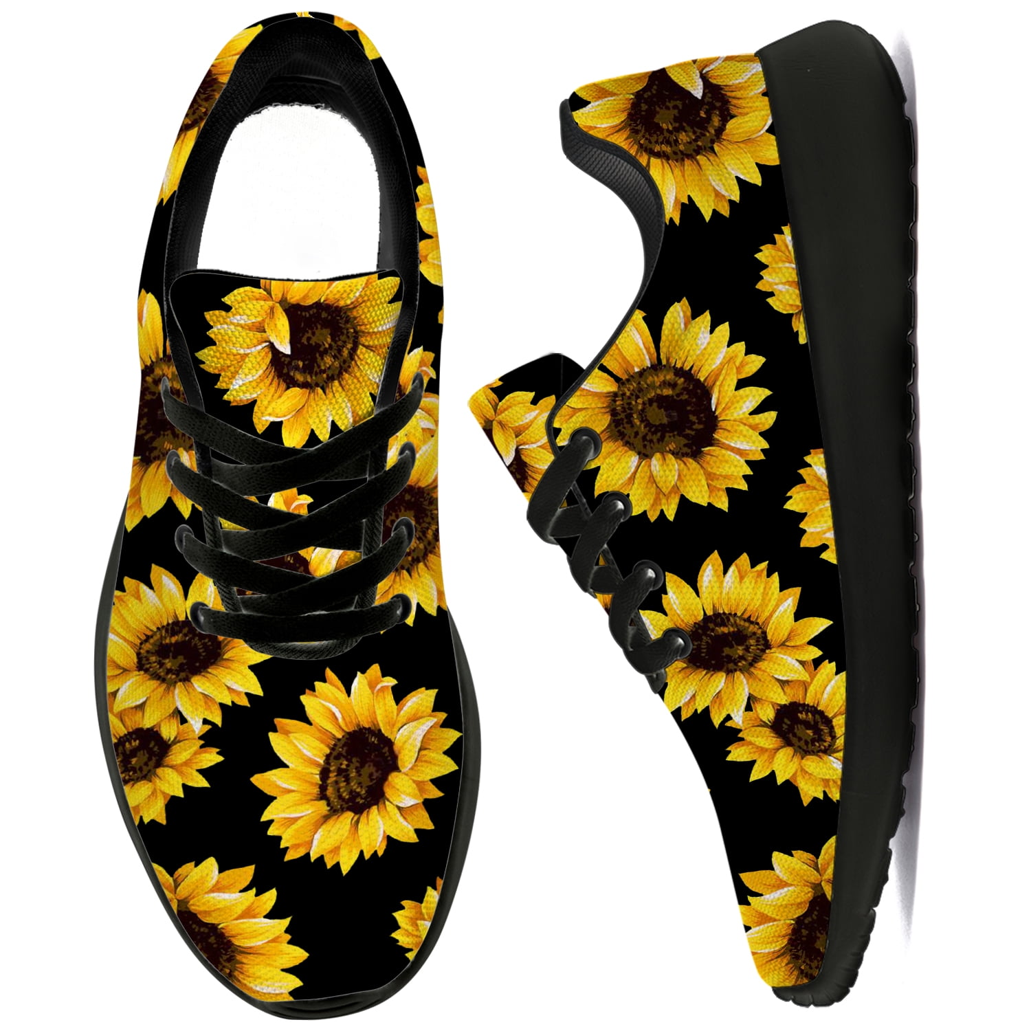 Uminder Womens Tennis Shoes Sunflower Sneakers Black Shoes Size 13 ...