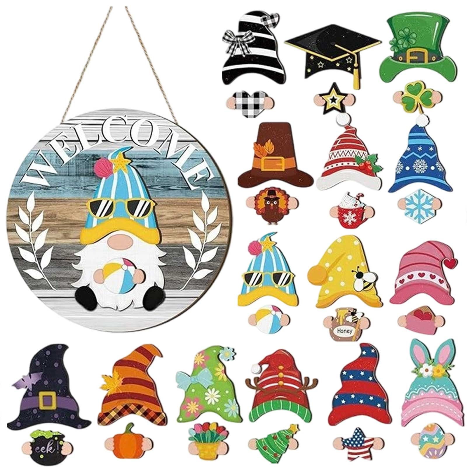 Uminens Interchangeable Wooden Decor Holiday Seasonal Decorations with ...