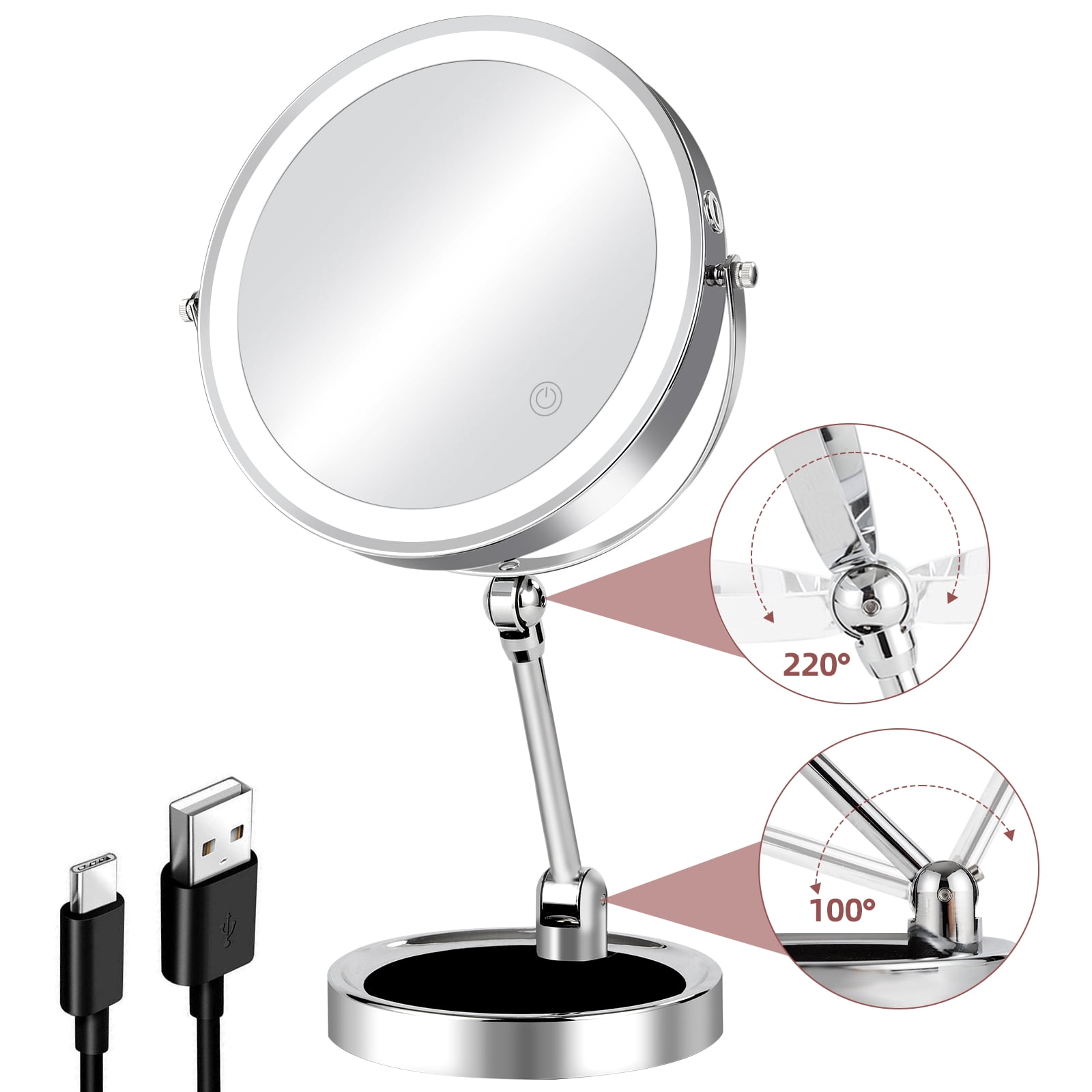 Umirokin 8" Magnifying Mirror with Light, Height Adjustable 1x/10x ...