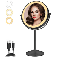 Beautifive 10X/1X LED Travel Lighted Makeup Mirror with Hall Sensor, 3 ...