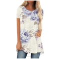 Umitay Tank Tops Womens Fashion Casual Round Neck Short Sleeves Floral