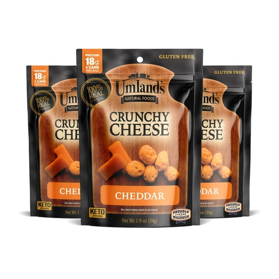 Umland’s Crunchy Cheese - Cheddar MDA05 (3 × 1.9 oz Bags) | 100% Real ...